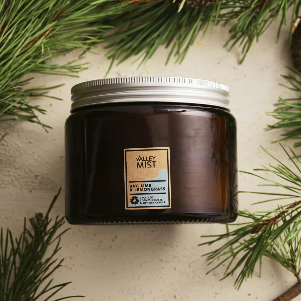 Three Wick Natural Soy Wax Candle - Bay, Lime & Lemongrass | Valley Mist